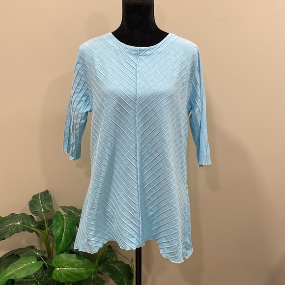 Focus Casual Life | Tops | Focus Casual Life Tiffany Blue Ribbed Tunic ...